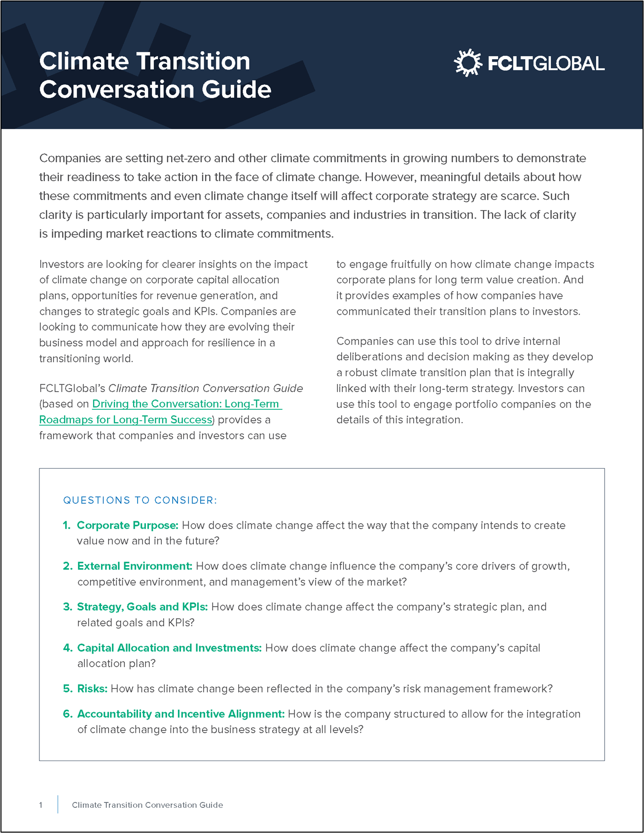 Climate Transition Conversation Guide - FCLTGlobal
